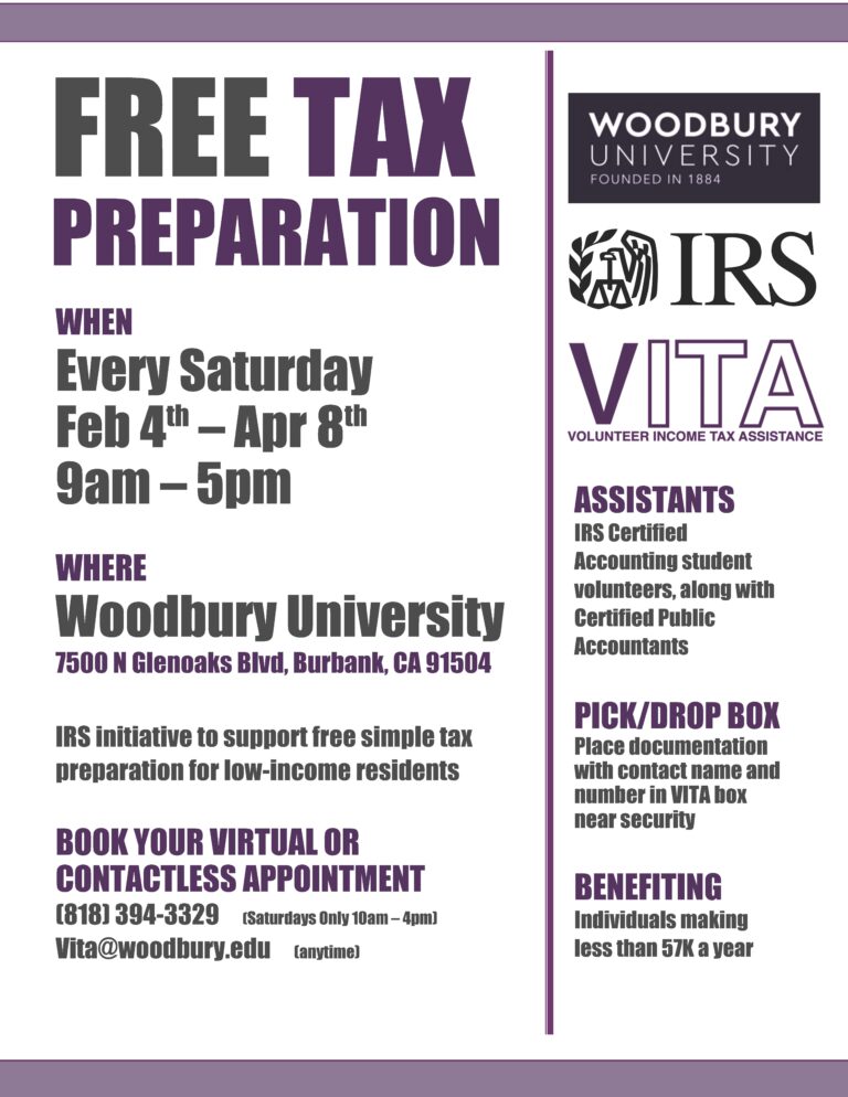 The School of Business Announces Return of VITA Program - Woodbury ...
